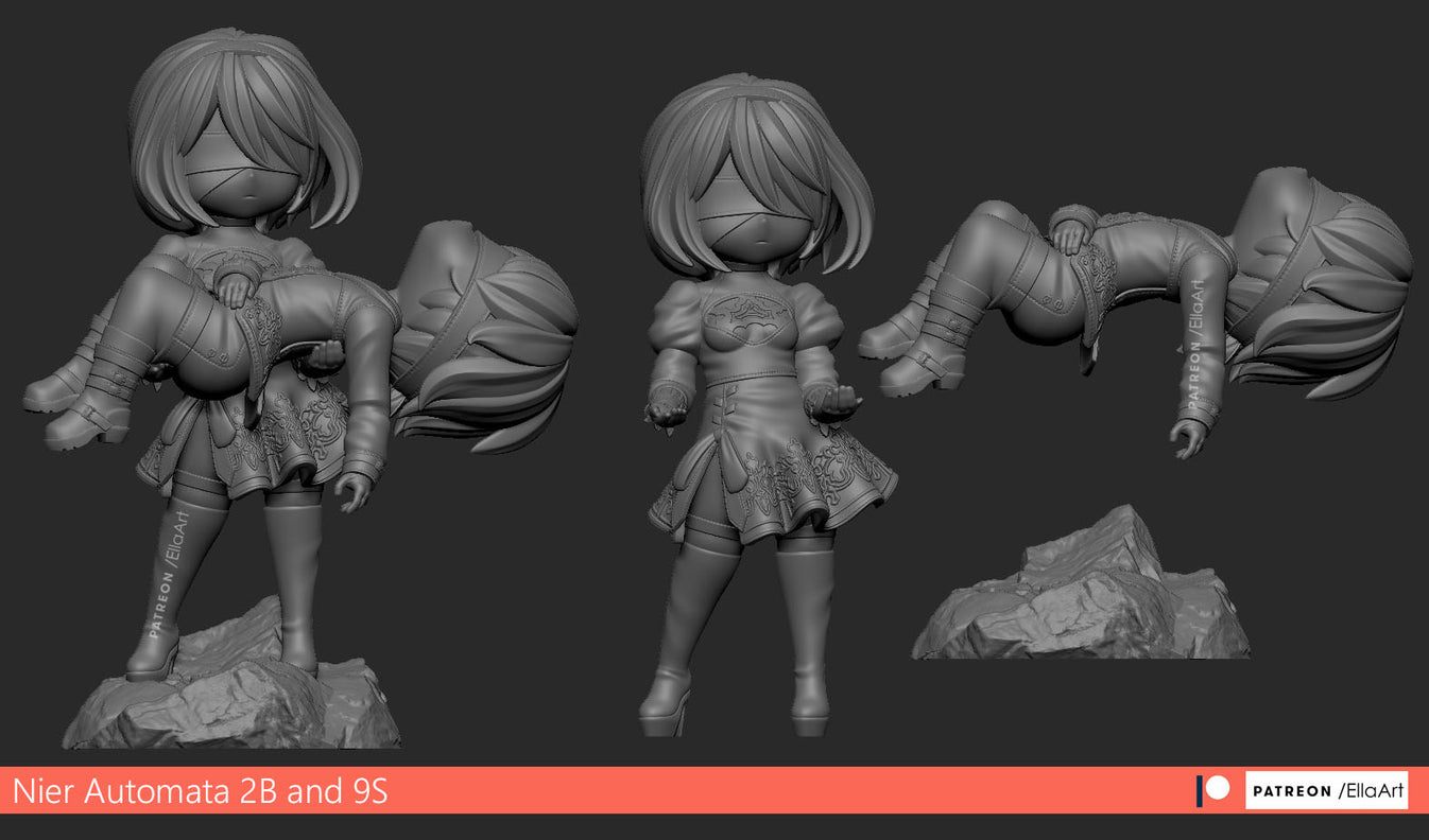 Nomnom Figures Chibi 2B&9S - NieR Automata – Black Tails Workshop